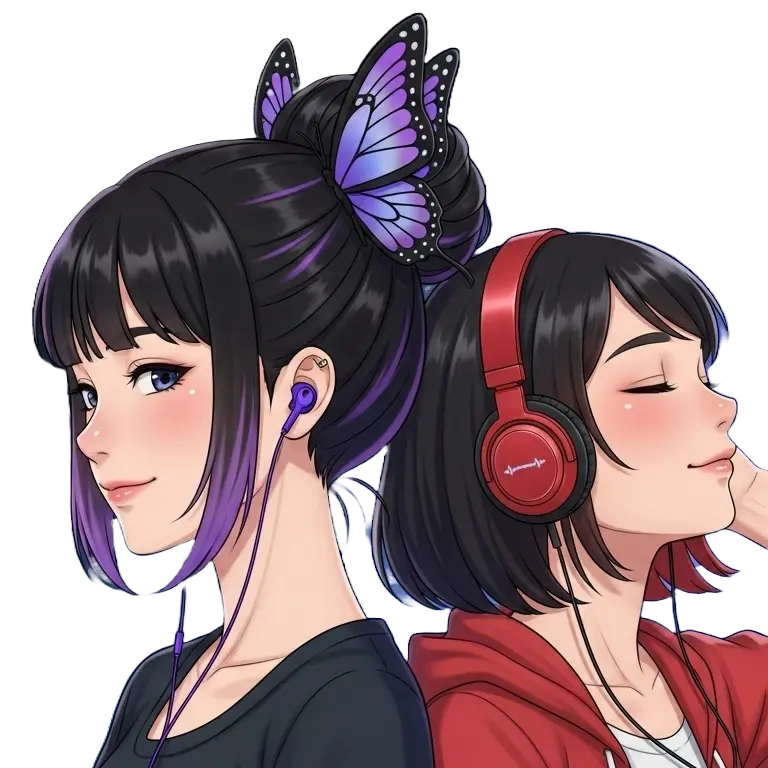 Character listening to music